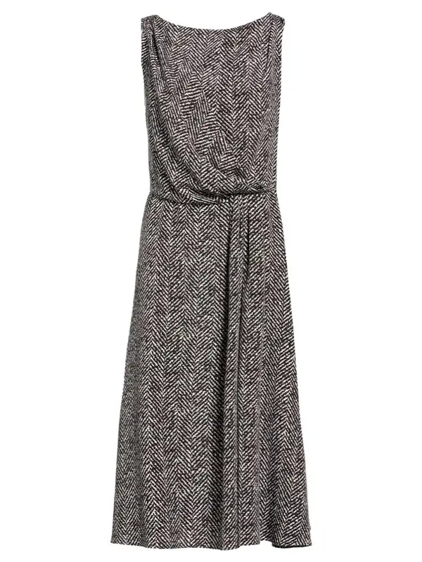 Dolce & Gabbana Sleeveless Printed Midi Dress - Black