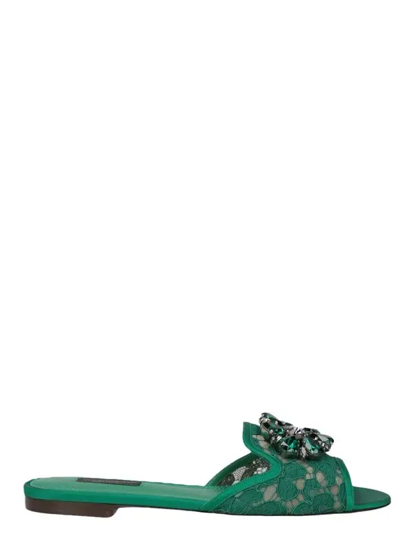 Dolce & Gabbana Lace Print Sandals - Green