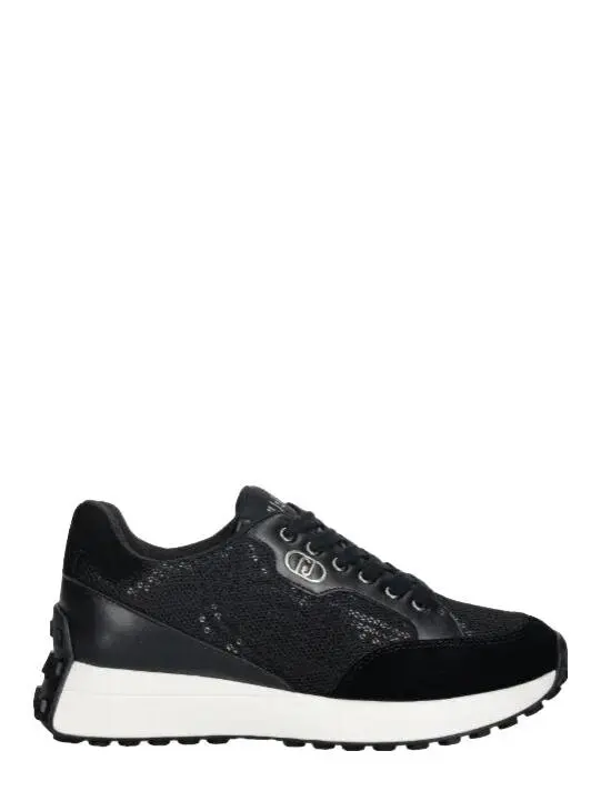 Liu Jo Lace-up Glitter Paneled Sneakers - Black