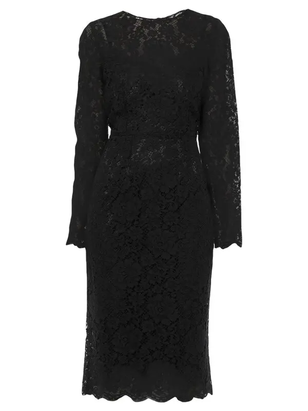 Dolce & Gabbana Lace Long-sleeved Midi Dress - Black
