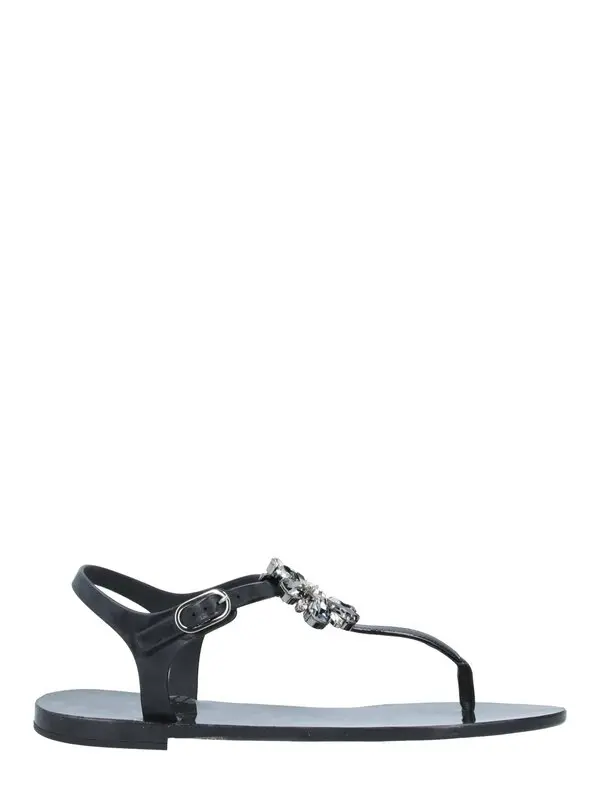 Dolce & Gabbana Embellished Thong Sandals - Black