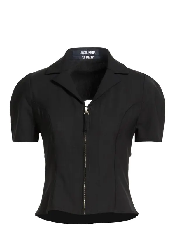 Jacquemus Short Sleeve Zipper Shirt - Black