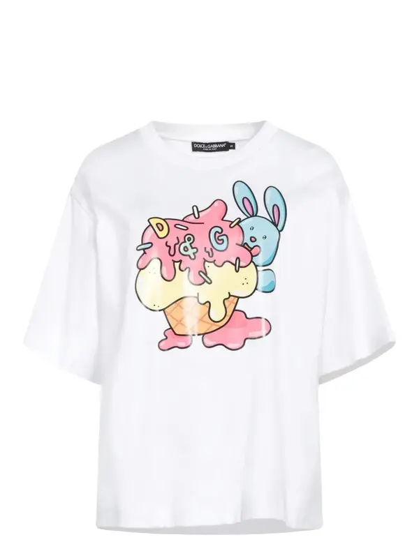 Dolce & Gabbana Printed Short Sleeve T-shirt - White