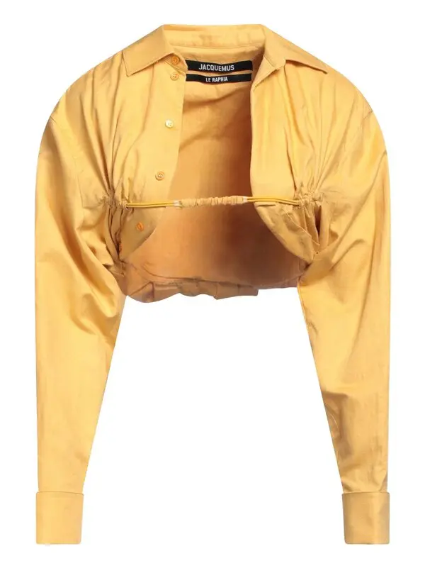 Jacquemus Cropped Shirt With Drawstring - Yellow