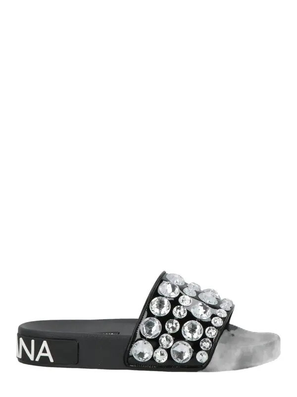 Dolce & Gabbana Embellished Rhinestone Slide Sandals - No