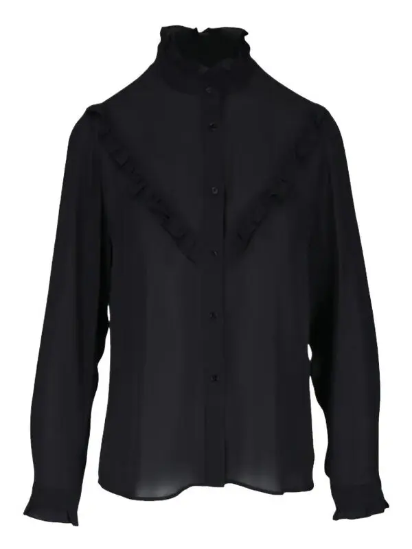 NILI LOTAN High Neck Ruffled Blouse - Black