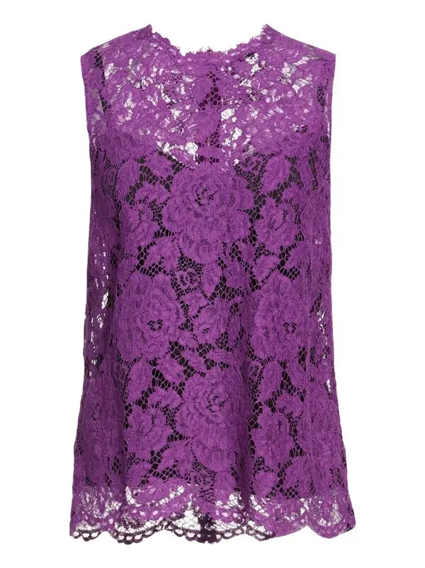 Dolce & Gabbana Lace Sleeveless Top - Purple