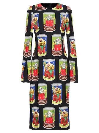 Dolce & Gabbana Fitted Printed Midi Dress - Black