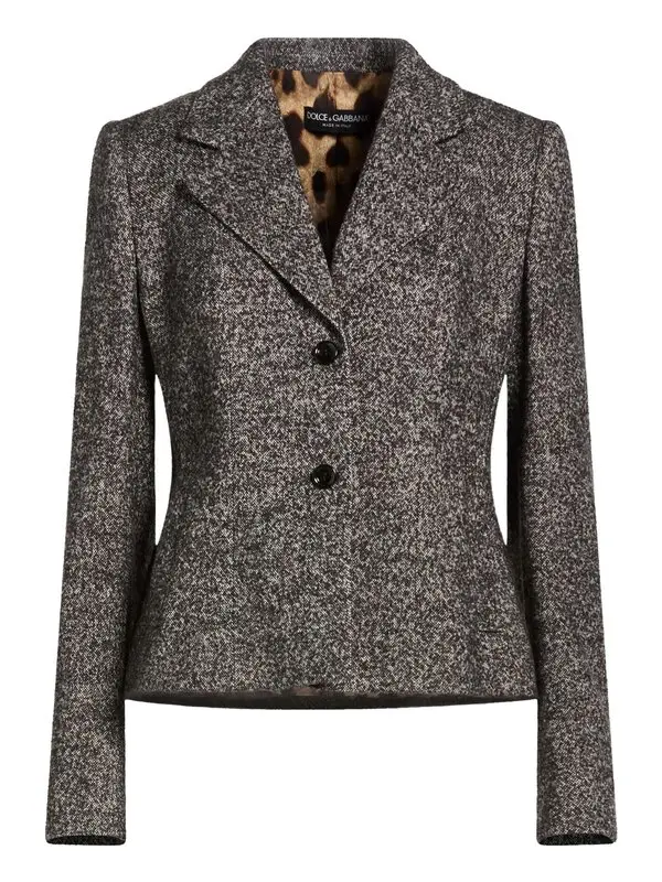 Dolce & Gabbana Single-breasted Tweed Blazer - Black