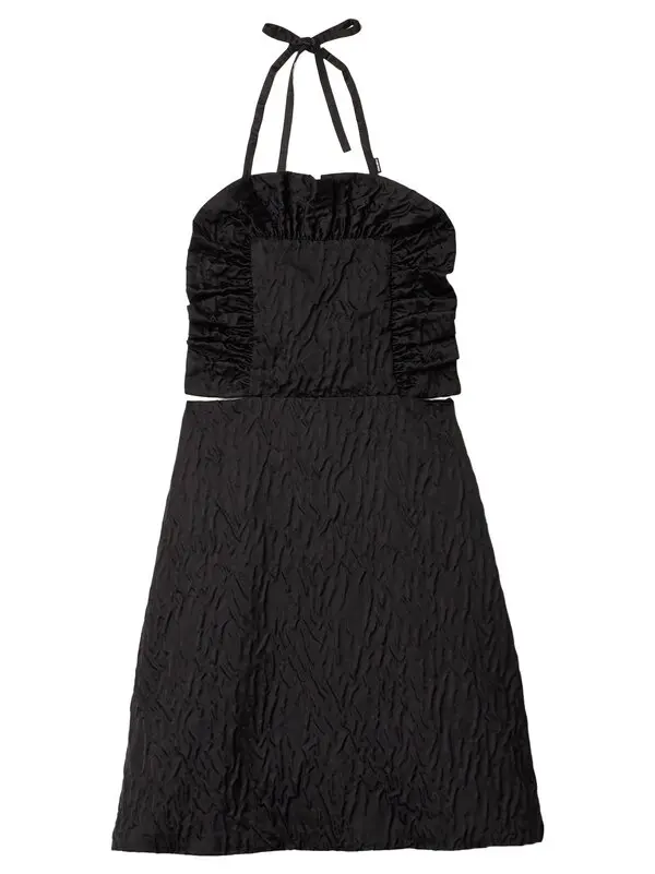 Miu Miu Cloqué Duchess Dress With Ruffle Details - Black