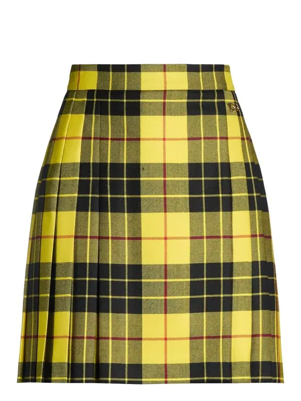 Dolce & Gabbana Pleated Plaid Wool Skirt - Yellow