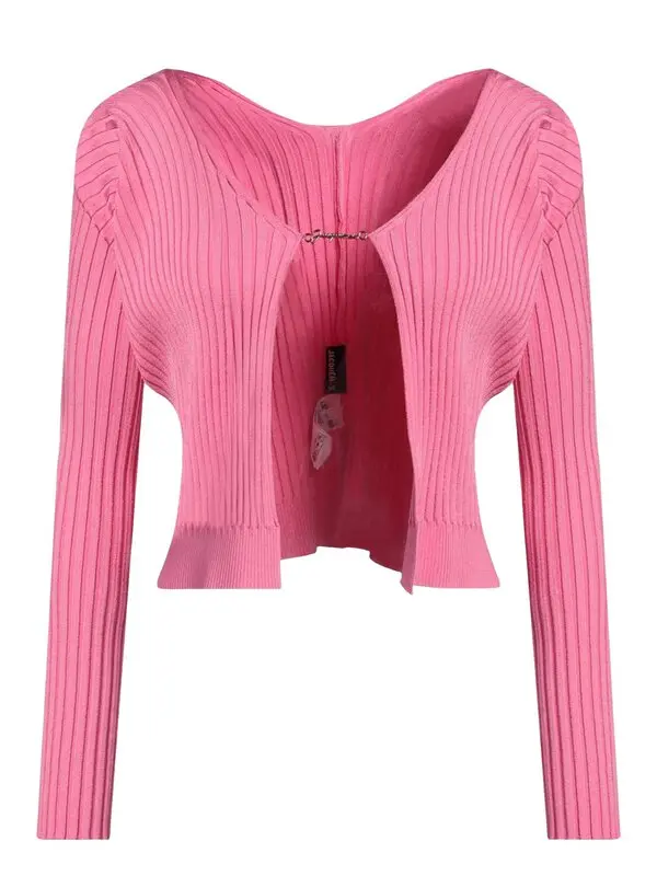 Jacquemus Ribbed Knit Top With Wide Neckline - Fuchsia