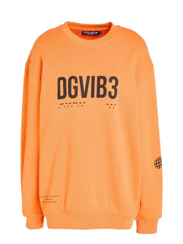 Dolce & Gabbana Printed Long Sleeve Crewneck Hoodie - Orange