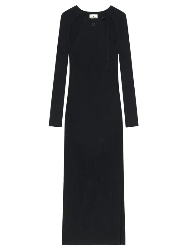 COURREGES Cut-out Ribbed Long Dress - Black