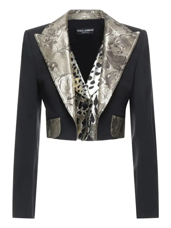 Dolce & Gabbana Two-tone Brocade Single-breasted Blazer - Black