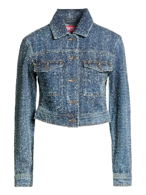 DIESEL® Textured Denim Trucker Jacket - Blue