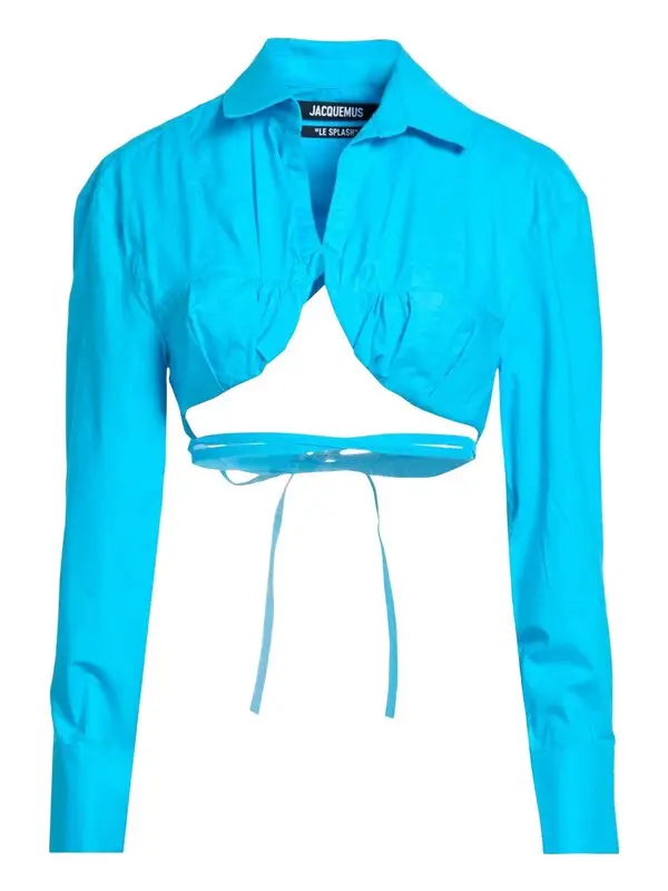 Jacquemus Cropped Shirt With Long Sleeves - Blue