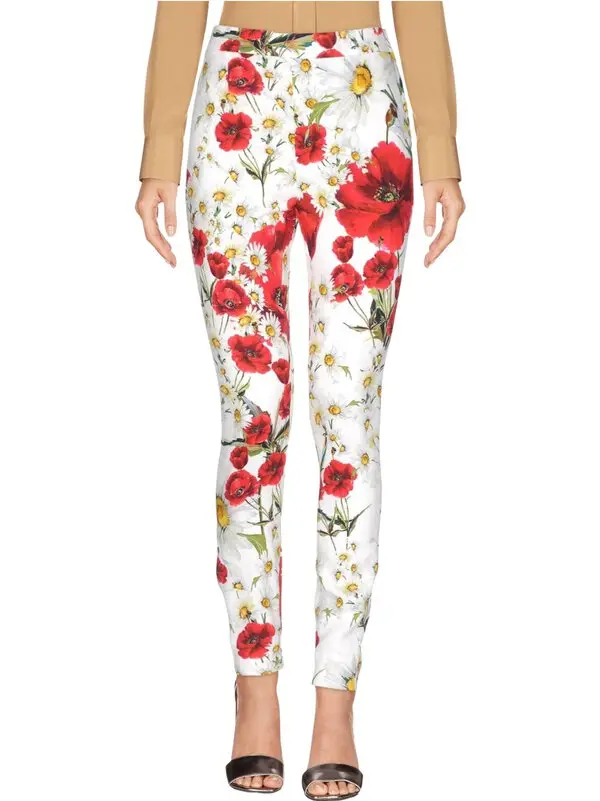 Dolce & Gabbana Floral Print Stretch Trousers - White