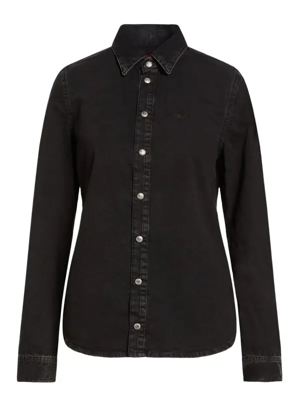 DIESEL® Denim Shirt With Embroidered Logo - Black