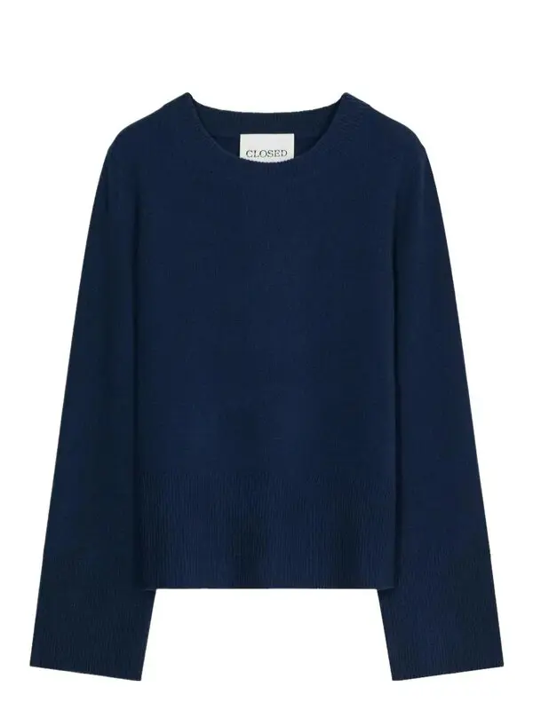 Closed Long-sleeve Crew Neck Sweater - Black