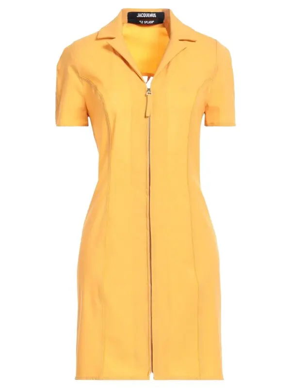 Jacquemus Solid-color Wool Short-sleeve Dress - Yellow