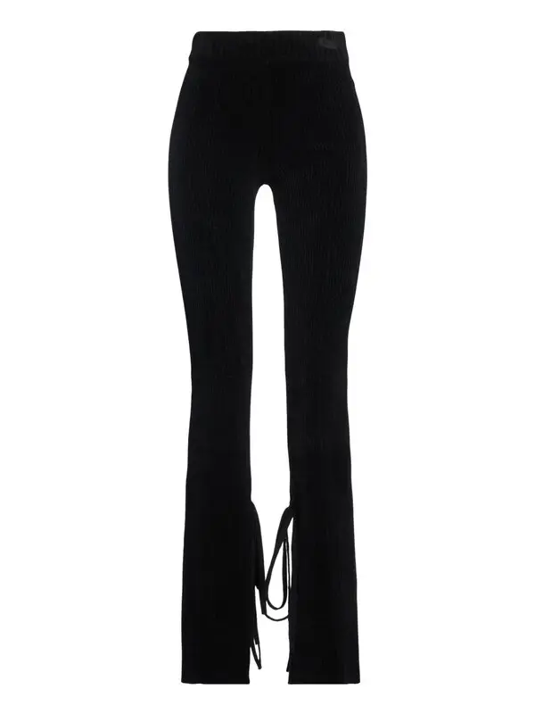 Jacquemus Ribbed Knit Leggings With Tie Detail - Black