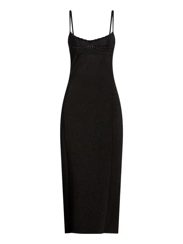 Jacquemus Sleeveless Metallic Bodycon Dress With Open Back And Back Slit - Black