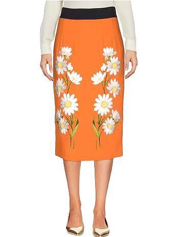 Dolce & Gabbana Embroidered Crepe Skirt - Orange