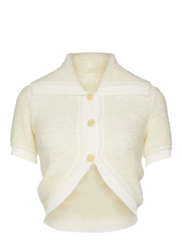Jacquemus Two-tone Terrycloth Cardigan - White