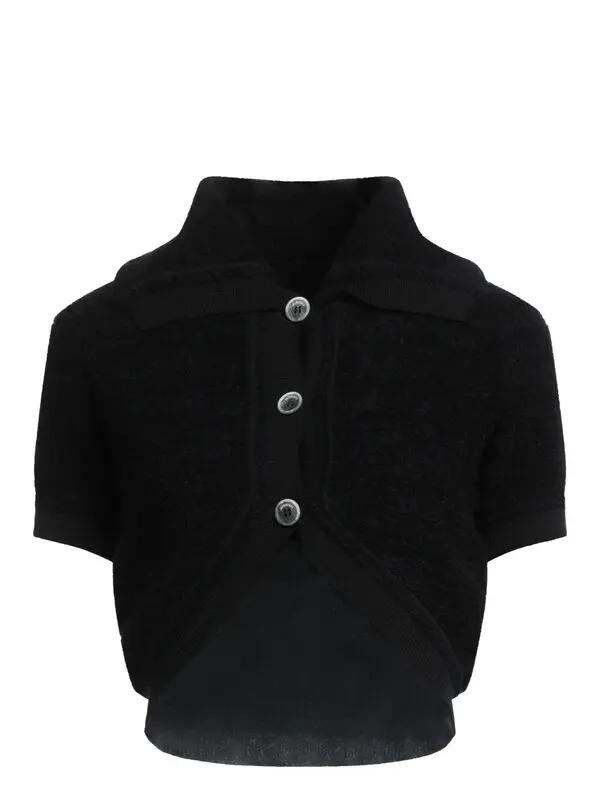 Jacquemus Two-tone Knitted Short-sleeve V-neck - Black
