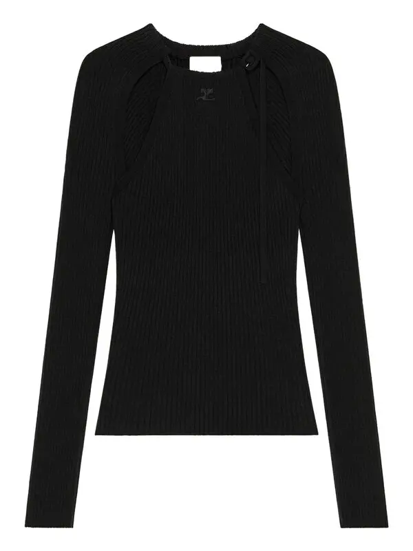 COURREGES Long-sleeve Cut-out Detail T-shirt - Black