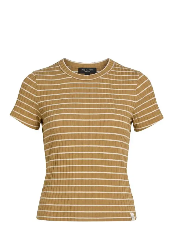 Rag & Bone Striped Ribbed T-shirt - Khaki