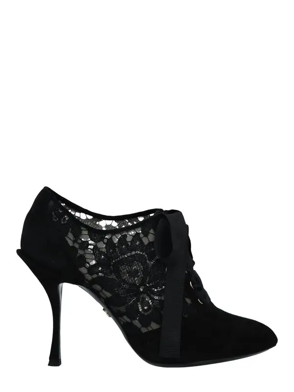 Dolce & Gabbana Lace-up Pointed Toe Ankle Boots - Black