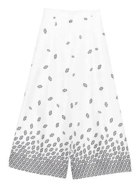 Liu Jo Geometric Pattern Wide Leg Trousers - White