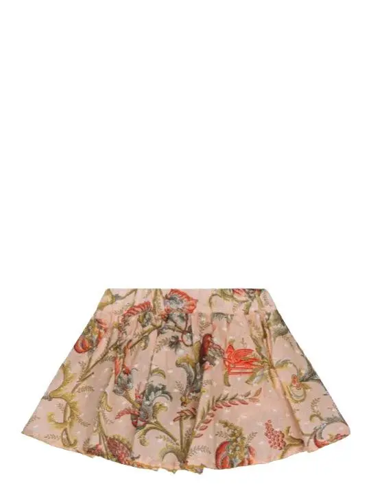 Etro Cotton Dotted Swiss Culottes With Leafy Floral Print - Nude