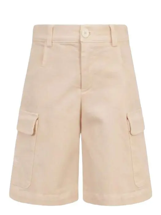Etro Stretch Cotton Cargo Bermuda Shorts With Logo - Nude