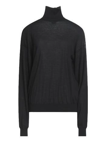 Saint Laurent Solid Wool Knit Turtleneck Sweater - Black