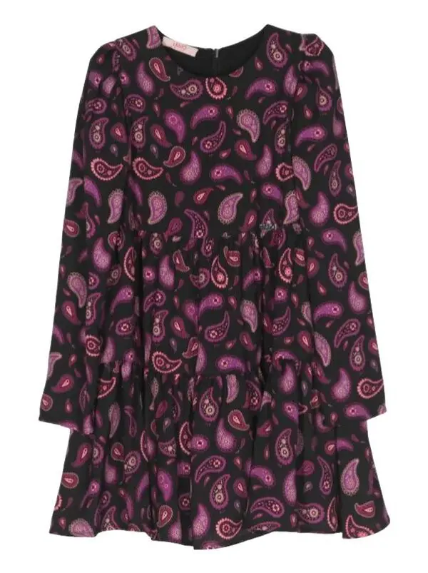 Liu Jo Paisley Print Tiered Dress - Black