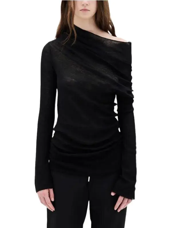ANN DEMEULEMEESTER Drop-shoulder Long-sleeve Top - Black
