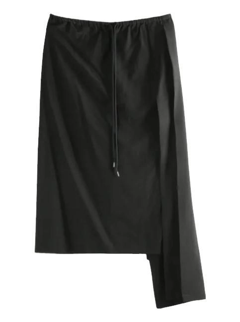 Yohji Yamamoto Asymmetric Skirt With Drawstring Waist - Black