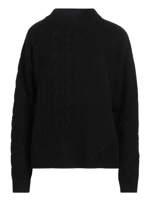 Max Mara Mock Neck Cable-knit Pullover Sweater - Black