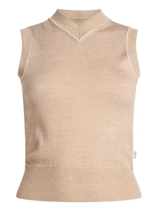 MAISON MARGIELA Sleeveless V-neck Two-tone Knit - Nude