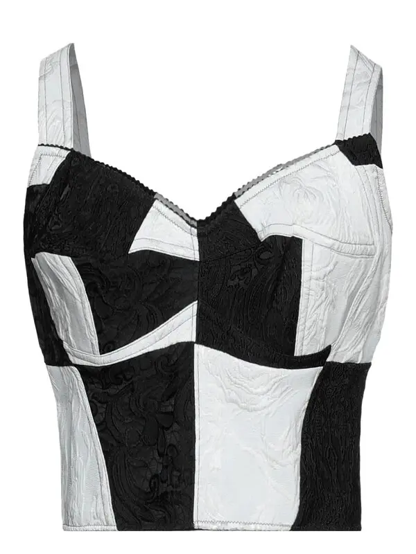 Dolce & Gabbana Color Block Jacquard Bustier - White