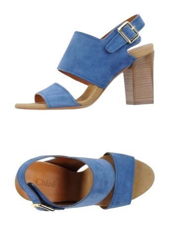 Chloé Round Toe Block Heel Sandals - Blue