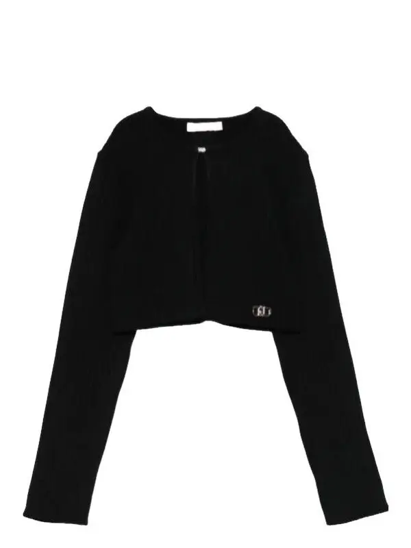 Liu Jo Ribbed Cardigan With Logo Detail - Black
