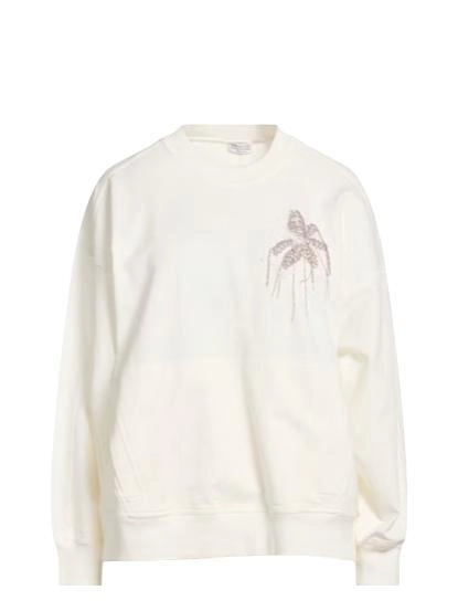 Brunello Cucinelli Long Sleeve Sweatshirt With Appliqués - White