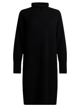 Max Mara Ribbed Knit Turtleneck Dress - Black