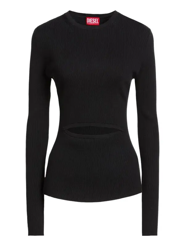 DIESEL® Ribbed Knit Cutout Top - Black