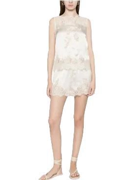 DÔEN Iona Lace-trim Mini Shorts - White