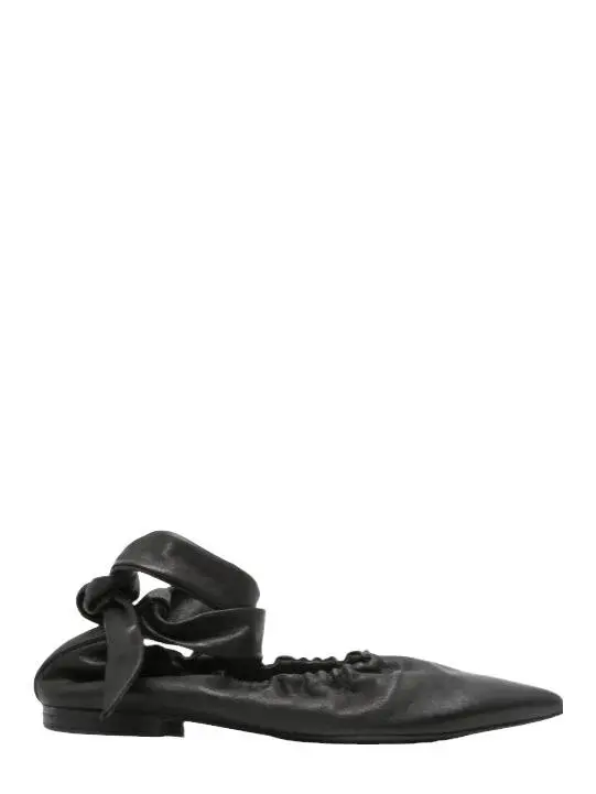 UMA WANG Pointed-toe Ballet Flats With Ankle Tie - Black